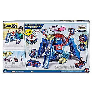 Spidey and His Amazing Friends Marvel Web-Quarters Playset with Lights and Sounds, Includes Spidey Action Figure and Toy Car, for Kids Ages 3 and Up,F1461