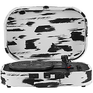 Crosley CR8009B-BW Discovery Vintage Bluetooth in/Out 3-Speed Belt-Driven Suitcase Vinyl Record Player Turntable, Black & White