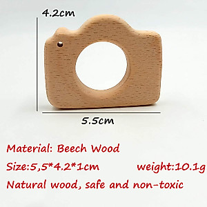 Lovely Cartoon Wood Camera Teether Toys Pure Natural Animal Teething Shape Beech Wooden Handmade Pattern Accessory DIY Jewelry Making Necklace Pendant (10pcs)
