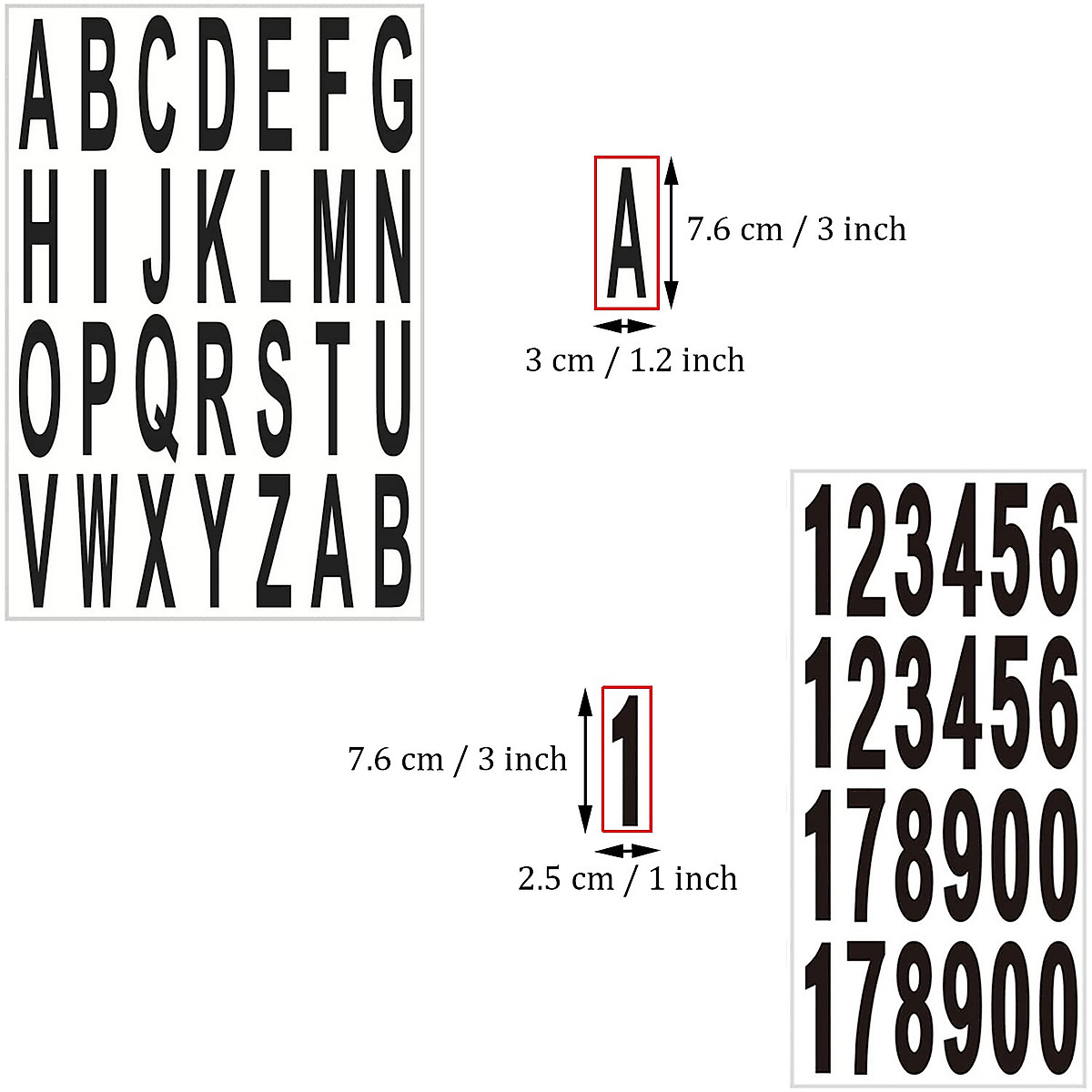 10 Sheet 3 Inch Mailbox Numbers and Letters Cut Classic Style Self-Adhesive Vinyl Waterproof Stickers Letter Decals Sticky for Outside Signs, Window, Door, Car, Truck, Home, House Address (Black)