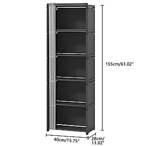 Dttwacoyh 1 Piece 6 Storey Single Row Storage，5 Cube Storage Organizer with Curtains ，Portable Bookcase, Black Bookcase,Multifunctional Storage Cabinet, Suitable for Office, Bedroom, Bathroom