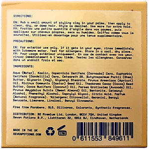 SEVEN POTIONS Hair Clay For Men and Women 3.4 fl oz - High Hold Matte Pomade - Effortless Hair Styling Product That Leaves No Residue - Water Based - Natural, Vegan, Cruelty Free