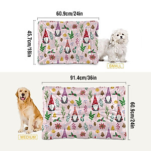 Coikll Christmas Gnomes Plants Pet Bed Pad Soft Dog Bed Mat with Anti-Slip Bottom, Machine Washable Crate Pad Mattress for Dog Sleeping- 36 * 24inches