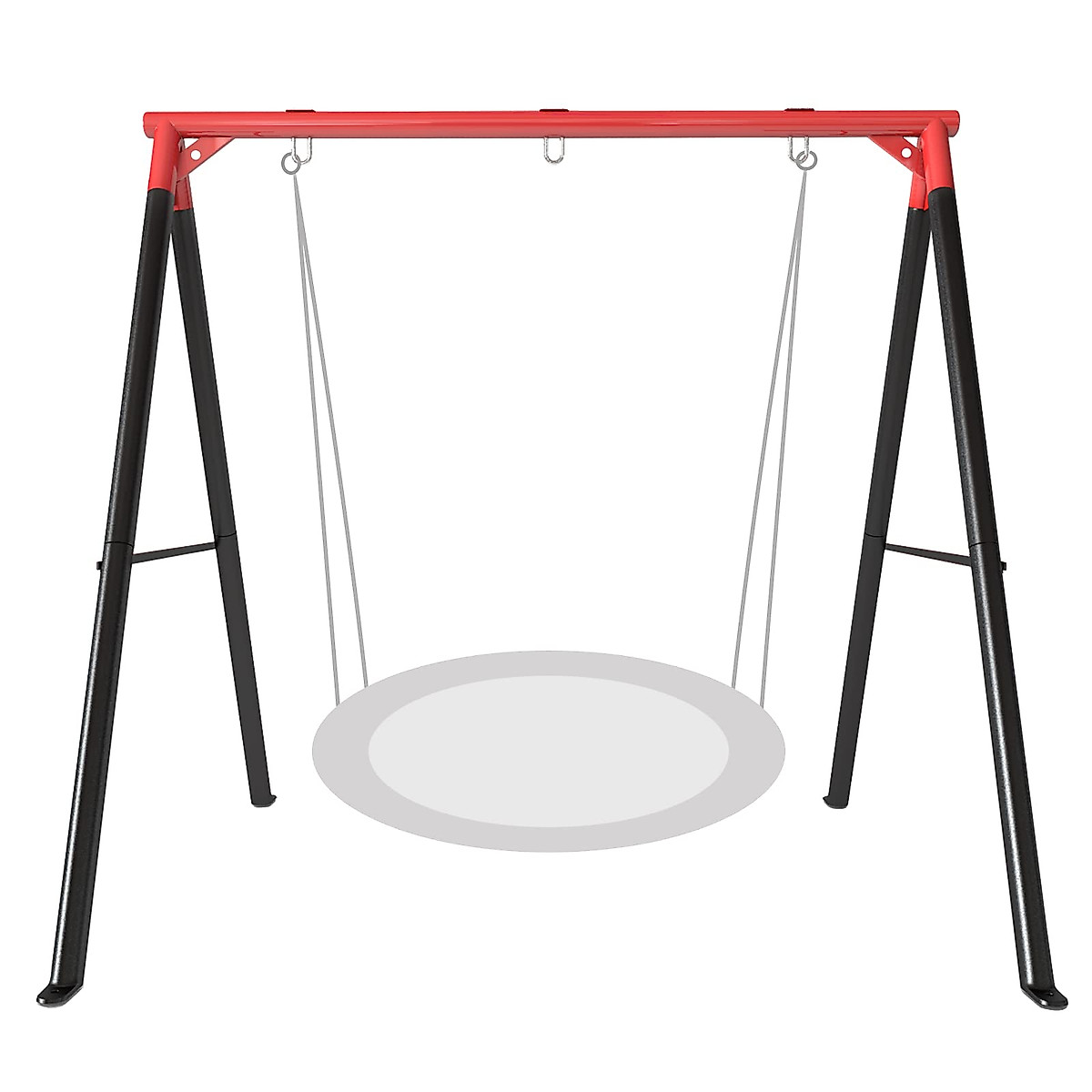 IKARE Upgraded Heavy Duty Metal Swing Frame with Ground Nails, Swing Stand for 440lbs Load Capacity, Fits for Most Swings, Great for Indoor and Outdoor Activities (Red & Black)