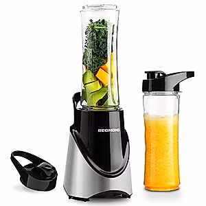 REDMOND Personal Blender for Shakes and Smoothies, Powerful Smoothie Blender with 6-point Stainless Steel Blade 2 x Travel Cups 20oz Pulse Technology BPA-Free