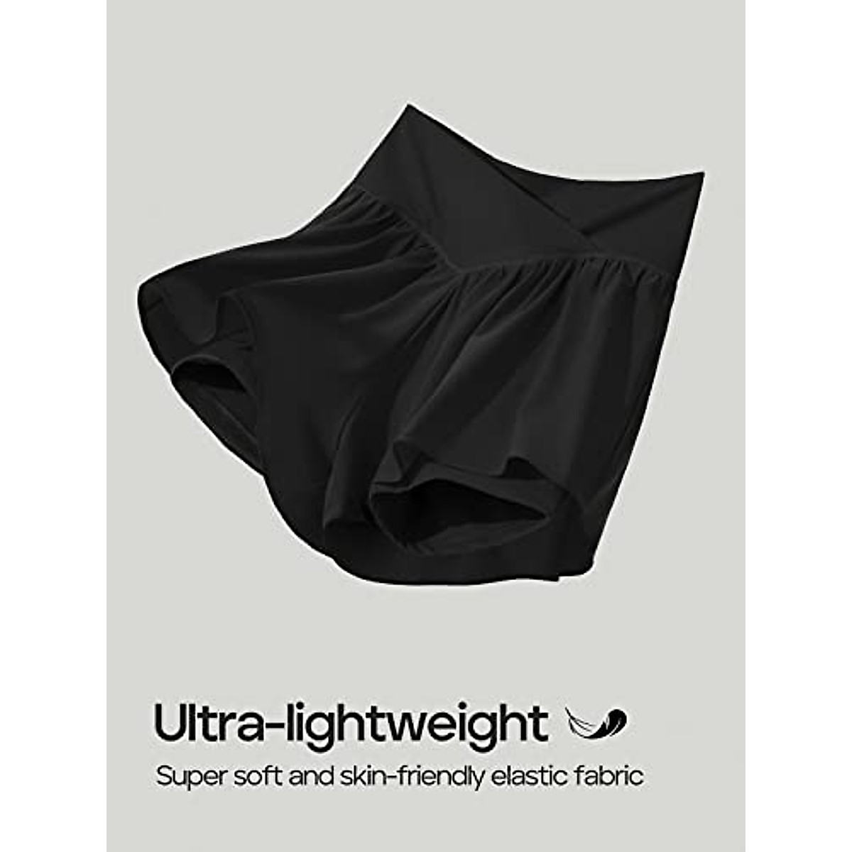Ewedoos Crossover Flowy Athletic Shorts for Women with 3 Pockets 2 in 1 Butterfly Shorts High Waisted Running Shorts Black