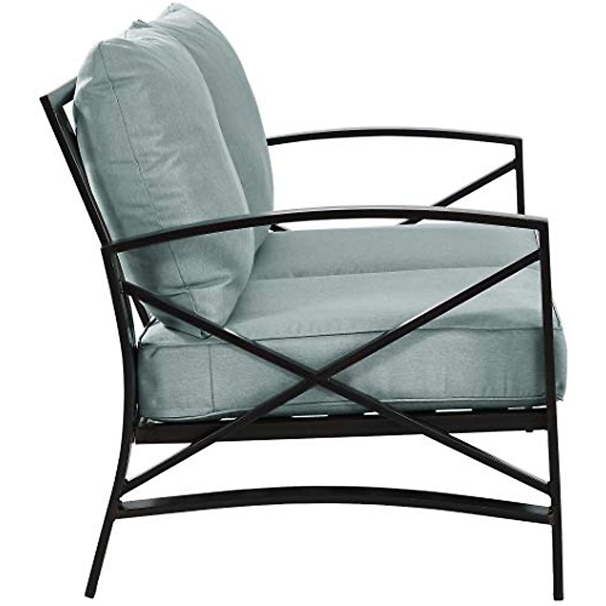 Crosley Furniture KO60008BZ-MI Kaplan Outdoor Metal Loveseat, Oiled Bronze with Mist Cushions