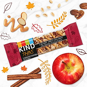 KIND THINS Caramel Apple Cinnamon with Almonds, Pecans, & Peanuts, Gluten Free, 100 Calorie, Healthy Snacks, 10 Bars (Pack of 1)
