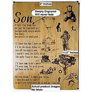 Gift for Son - Engraved bamboo cutting board 9" x 12"