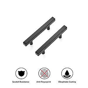 Ravinte 30 Pack 5 inch Square Cabinet Pulls Matte Black Stainless Steel Kitchen Drawer Pulls Cabinet Handles 5”Length, 3” Hole Center