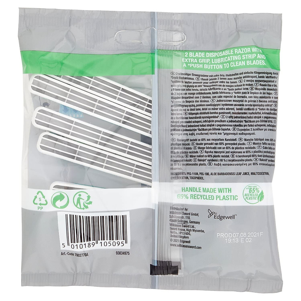 Wilkinson Sword Extra II Sensitive Male Disposable Razors 5 per Pack, 0.1 kg