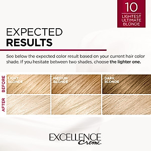 L'Oreal Paris Excellence Creme Permanent Triple Care Hair Color, 10 Lightest Ultimate Blonde, Gray Coverage For Up to 8 Weeks, All Hair Types, Pack of 1