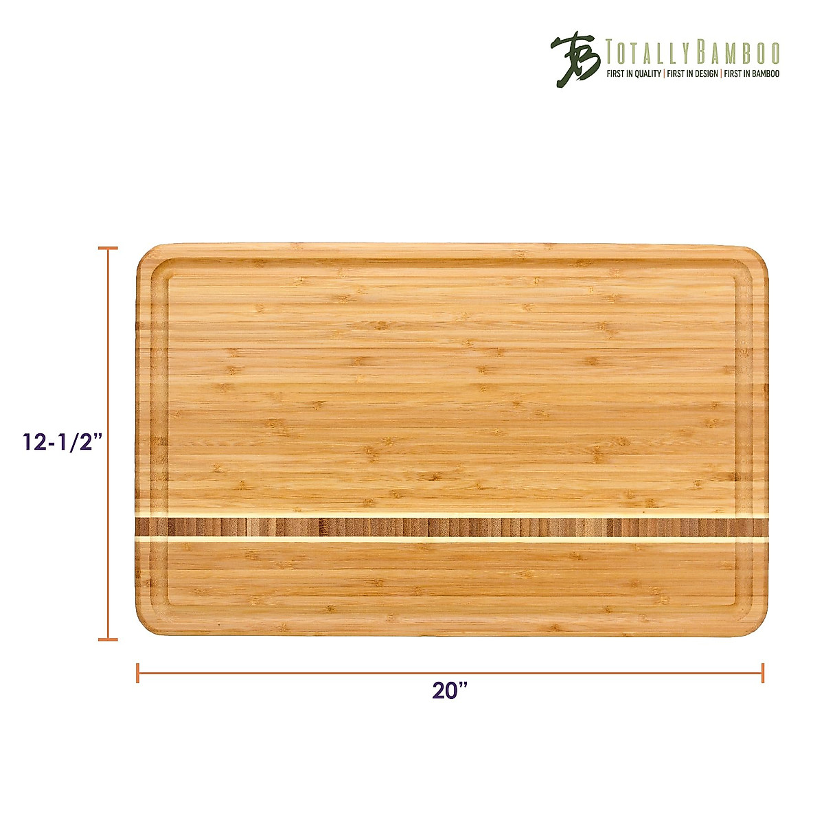 Totally Bamboo 20-5/8" x 12-1/2" Dominica Large Cutting Board with Juice Groove
