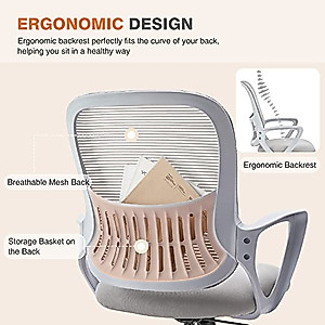 Office Chair, Desk Chair, Managerial Executive Chair, Ergonomic Home Office Desk Chairs, Computer Chair with Comfortable Armrests, Mesh Desk Chairs with Wheels, Mid-Back Task Chair with Lumbar Support
