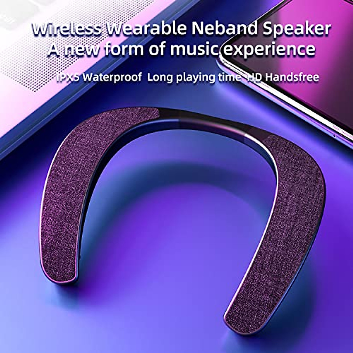 VANPEUSO-905 Neckband Bluetooth Speaker, Bluetooth 5.0 Built-in mic, Portable Wireless Wearable Speaker, True 3D Stereo Surround Sound, Ideal for Home&Outdoors(Black)