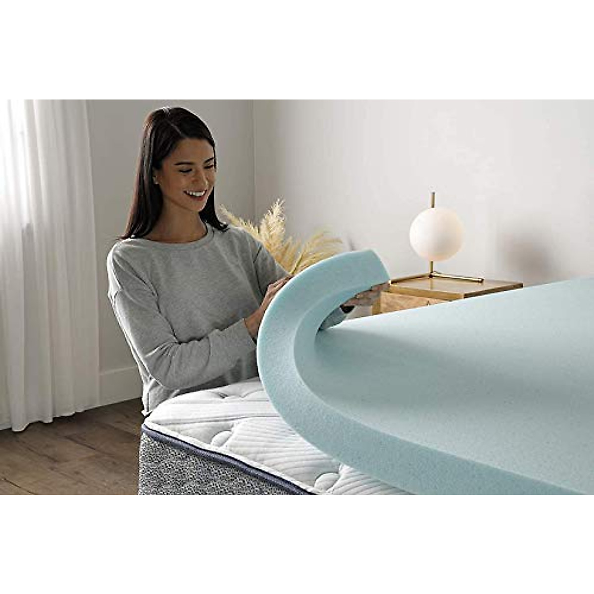 Serta ThermaGel Memory Foam Mattress Topper, Full, Blue