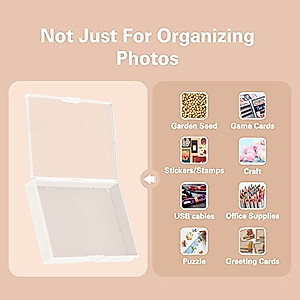 Barhon Photo Storage Boxes Set - 8 Pack 4x6 and 8 Pack 5x7, Photos Case Containers with Lightproof Zipper Cloth Bags, Multi-Sized Seed Organizer with Handle for Stickers Craft (Clear)