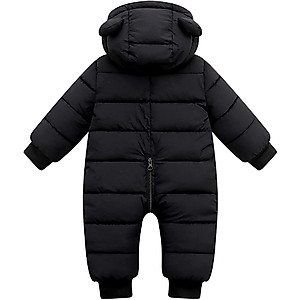 XMWEALTHY Baby Clothes Newborn Boy Girl Snowsuit Winter Coats Infant Jumpsuit Bodysuits Registry for Baby Essentials Stuff Shower Gift Black 12-18 Months