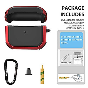 Winproo Armor Airpods 3rd Generation Case Cover with Keychain, Military Hard Shell Full-Body Shockproof Protective Case Skin for Airpods 3rd Gen [Red]