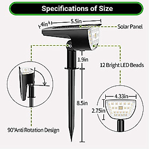 CLAONER Solar Spot Lights Outdoor, IP65 Waterproof Solar Landscape Spotlights, 2-in-1 Adjustable Wireless Solar Landscape Lights for Yard Backyard Trees House Garden Walkway-32 LED/Warm White(2 Pack)