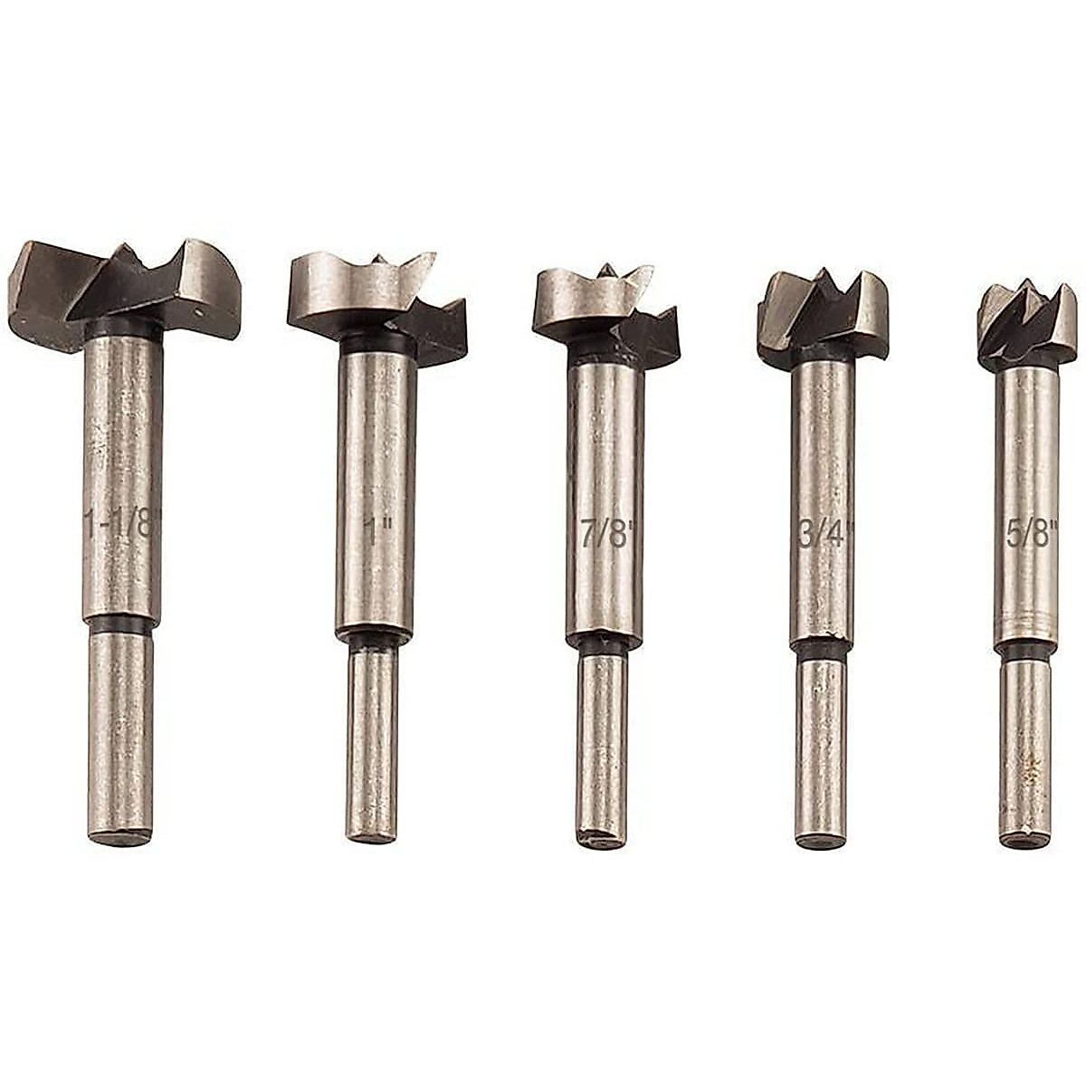 General Tools 5 Piece Forstner Drill Bit Set #299ST, 40R Steel, 1 1/8, 1, 7/8, 3/4, and 5/8 bits