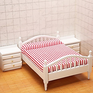 Totority Wooden Dollhouse Bed - 1: 12 Doll House Furniture Miniature Dollhouse Tabletop Accessories Dollhouse Furniture Mini Furniture