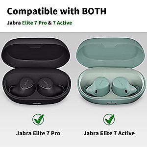 Jiunai for Jabra Elite 7 Pro Case/Elite 7 Active Case, Secure Lock Design Shockproof Protective Bumper Corner Protection Portable Matte Case with Carabiner for Jabra Elite 7 Pro Elite 7 Active Green
