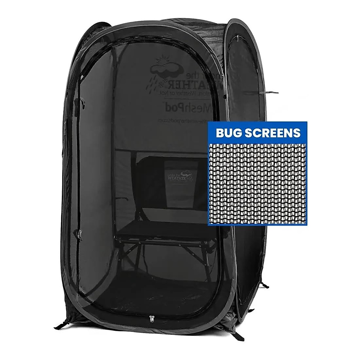 The Original – WeatherPod 1-Person Bug-Screen Pod – Pop-Up 1-Person Mosquito Screen Tent Made with Fine Gauge, No-See-Um Proof Mesh - Black