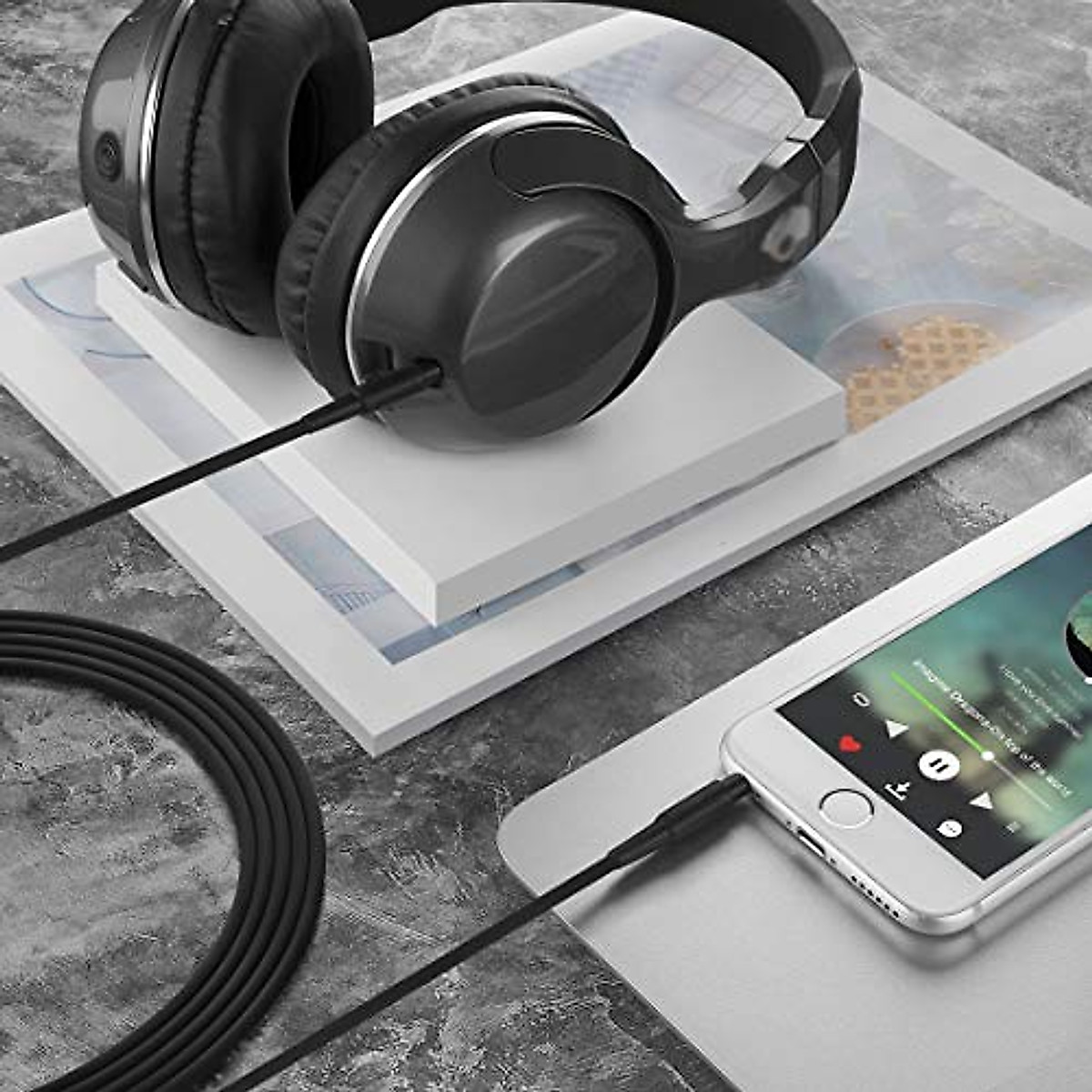 GEEKRIA Audio Cable Compatible with Skullcandy Hesh Evo, Hesh ANC, Crusher ANC, Hesh 2, Hesh 3, Cassette, Venue, Grind, Crusher Evo Cable, 3.5mm Aux Replacement Stereo Cord (4 ft / 1.2 m)