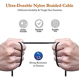 Micro USB Cable, Spater Nylon Braided Cord Android Charger (2-Pack, 6.6 Feet) Sync and Fast Charging Cable Compatible with Samsung, Kindle, Android Smartphones, Moto G5, PS4 (Black)