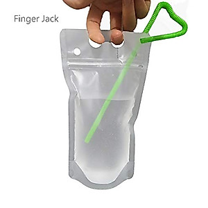 Drink Pouches Bag with Straws 20 Pack 17oz Plastic container Reclosable Zipper Hand-held Heavy Duty Ice Drinking Juice Pouches Bags