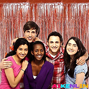 4 Pack 3.2Ft x 9.8Ft Rose Gold Foil Fringe Curtain Backdrop, Metallic Tinsel Foil Fringe Streamers Curtains for Party, Photo Booth Props, Birthday, Wedding, Christmas Party Decoration Supplies