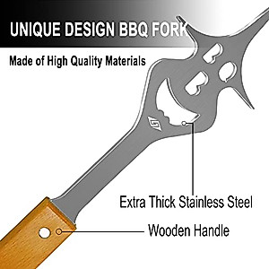 BBQ Grill Accessories for Gas Grill Charcoal Grill, 6 in 1 Grill Tools for Outdoor Barbecue Grill, 14 Inch Grill Utensils, Unique Gill Fork, Dad Gifts, Gifts for Men, Dad, Husband