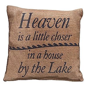 Small Burlap Heaven/Lake Pillow (8x8")