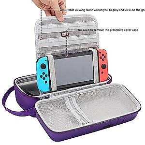 Portable Carrying Case Compatible with Nintendo Switch/Switch OLED - Built-in Stand and Removable Shoulder Strap Design Fit Switch Console, AC Charger Adapter, Switch Dock/Pro Controller Accessories