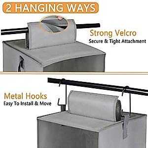 Hanging Closet Organizer, 2 Pack Hanging Closet Shelves w/ Drawers, 3-Shelf Foldable Hanging Organizer by 2 Hanging Ways for Closet Wardrobe Rv Dorm Bedroom Nursery Storage, 22.8x11x11in (Gray)