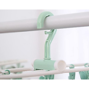 Ruoxian 2 Pieces Laundry Hanger Foldable Portable with Clips Drying Rack for Socks Lingerie Plastic Clothes Travelling (Purple+Green)