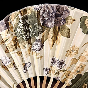 RAZZUM Folding Hand fansChinese Style Hand Held Fans，Silk Bamboo Pattern Folding Fans for Handheld Wedding Hand FanChinese Fans Fan (Color : F)