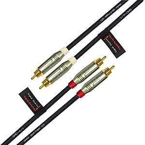 50 Foot RCA Cable Pair - Gotham GAC-4/1 (Black) Star-Quad Audio Interconnect Cable with Amphenol ACPR Die-Cast, Gold Plated RCA Connectors - Directional