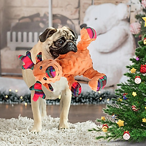 Chngeary Christmas Dog Chew Toys for Small Medium Large Dogs, Bite Resistant Design Christmas Squeaky Plush Dog Toys Ugly and Cute Elk Used as Puppy