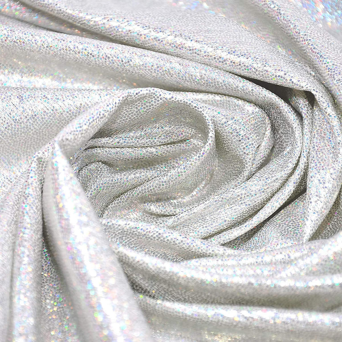 Shattered Glass Hologram Fabric by The Yard Width 58Inches Entelare (White/Silver 1yard)