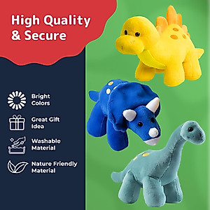 PREXTEX Plush Dinosaur Stuffed Animal, 4pk, 10 inches Cute Dinosaur Plush Toys for Boys and Girls Ages 3+, Stuffed Dinosaurs for Boys, Soft Dino Plush Stuffed Animals Dinosaur Party Favors