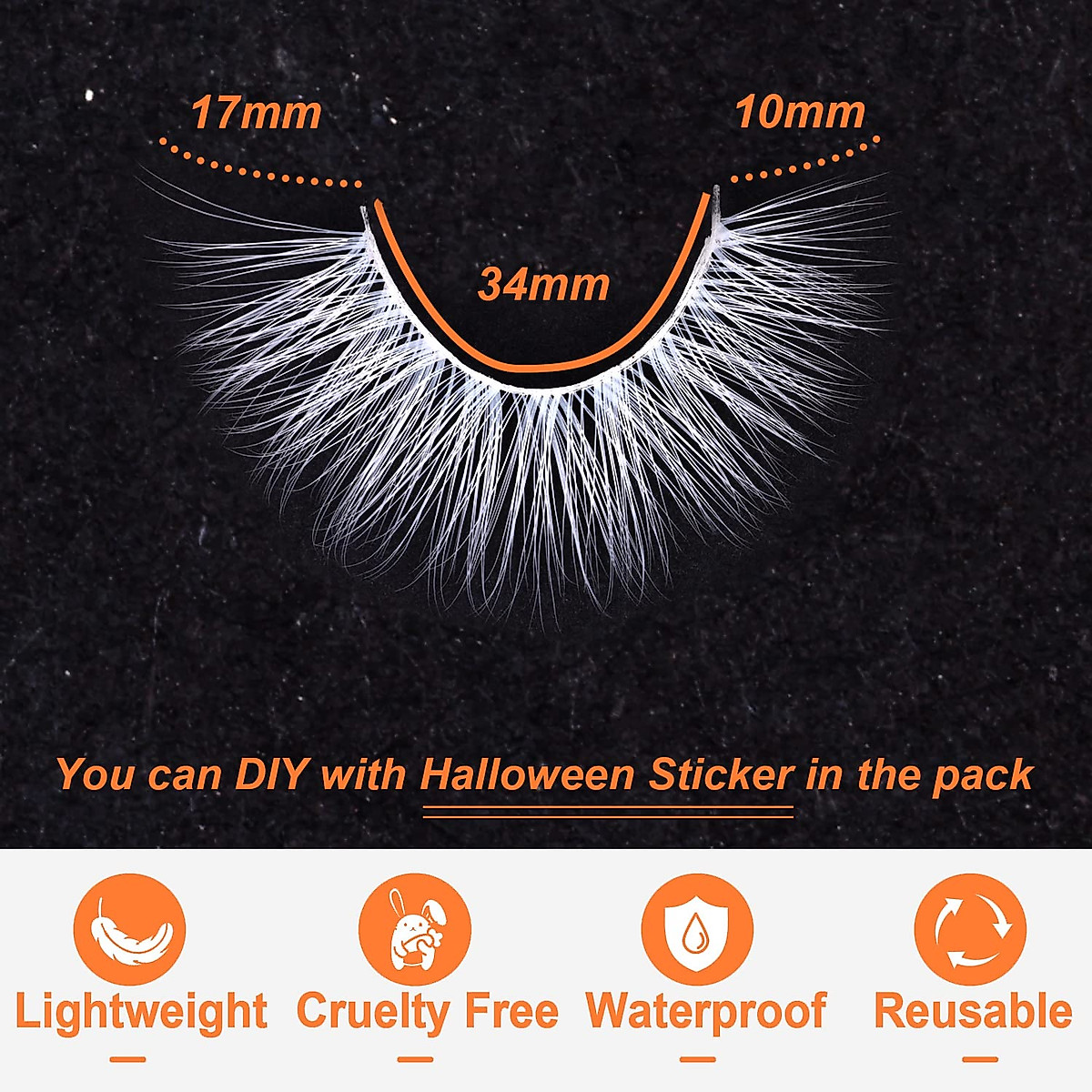 White Lashes Wispy False Eyelashes with Color 3D Mink Lashes Christmas Diy Cosplay Party Strip Eyelashes Pack, 5 Pairs