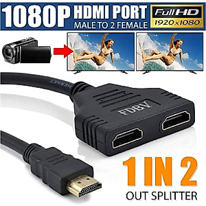 FDBV Hdmi Splitter Adapter Cable, Hdmi Splitter 1 in 2 Out HDMI Male to Dual HDMI Female 1 to 2 Way for HDMI HD, LED, LCD, TV, Support Two The Same TVs at The Same Time 1080P