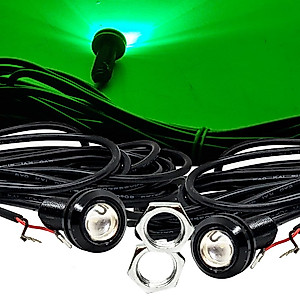 5/8 Inch Black 22mm Bolt Beam Green LED Accent Rock Lights with 20ft. AWG #26 Wire for UTV Off-Road Trucks Trailers Motorcycles RVs Boats ATVs
