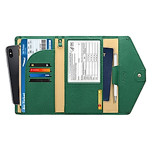 Passport and Vaccine Card Holder Combo, Travel Wallet Women Rfid Blocking Passport Holder with Vaccine Card Slot Card Case Wallet Clutch Purse, Green