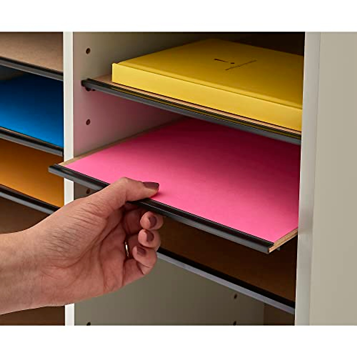 Safco Products 9424GR Wood Adjustable Literature Organizer, 36 Compartments, Durable Construction, Sturdy Strength, Removable Shelves, Stackable, Home Office, Craft Rooms, Classroom Mailbox