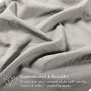 Bare Home Sandwashed Duvet Cover King/Cal King Size - Premium 1800 Collection Duvet Set - Cooling - Super Soft Duvet Covers ( Sandwashed Fog)