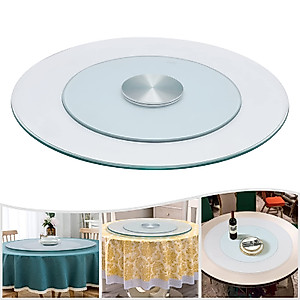 27.56" Glass Turntable Dining Table Round Tempered Glass Tabletop Rotating Tray Heavy Duty Turntable Dining Table Centerpiece Large Tabletop