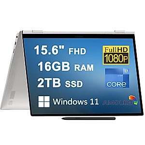 Samsung Galaxy Book2 Pro 360 15 2-in-1 Laptop 15.6" FHD AMOLED Touchscreen Intel 12-Core i7-1260P 16GB RAM 2TB SSD Backlit Fingerprint Thunderbolt USB-C HDMI Pen Win11 Silver